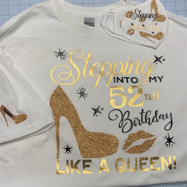 Stepping Into My 52nd Like a Queen SVG, 52nd Birthday Svg, 52 Birthday ...