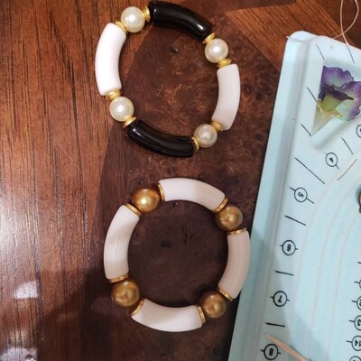 Summer Acrylic Stackable Bracelets Pool Swim Vacation Jewelry Tube ...