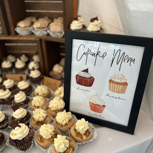 Cupcake Menu Sign, Cupcake Bar Sign, Minimalist Dessert Sign, 120 ...