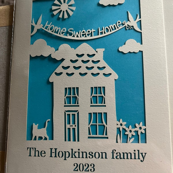 Personalised Papercut New Home Card, Laser Cut Home Sweet Home House ...