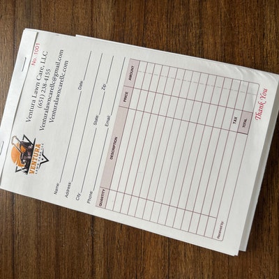 2 Part Ncr Carbonless Sales Receipt Book Custom Personalized Full Color ...