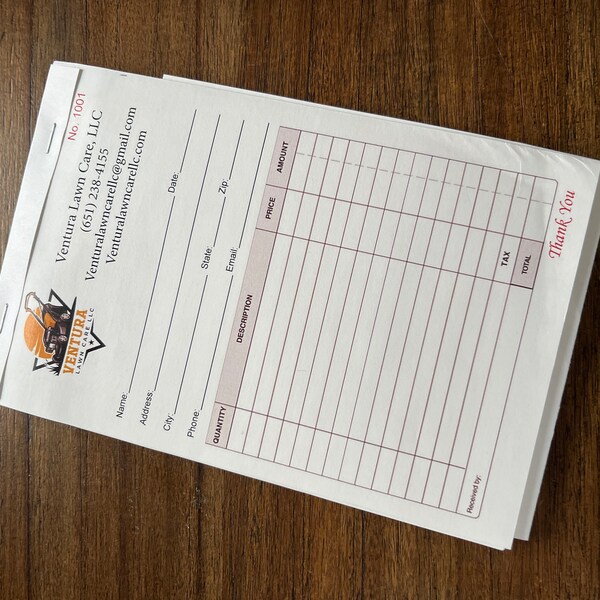 2 Part Ncr Carbonless Custom Sales Receipt Book Full Color 5.5 X 8.5 ...