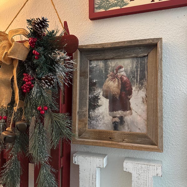 Santa Claus in Winter Forest Print Vintage Style Painting | Cozy ...