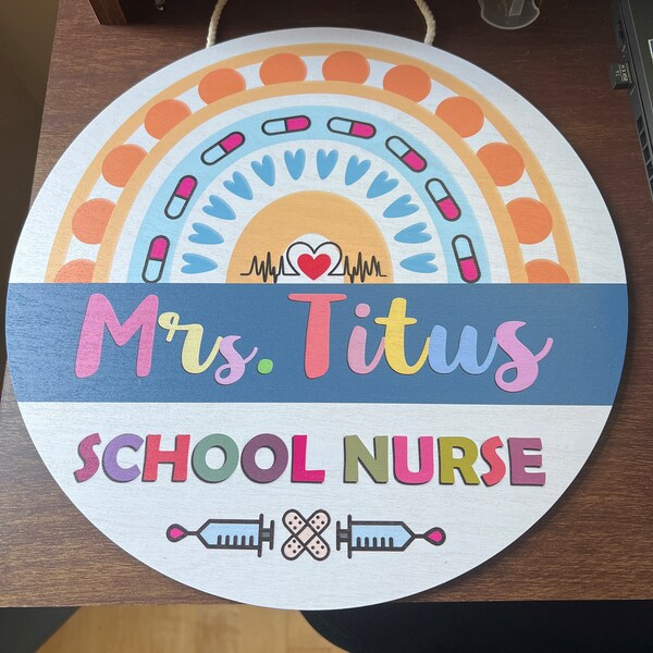 School Nurse Door Sign, Nurse Personalized Sign, New Nurse Gift, School ...