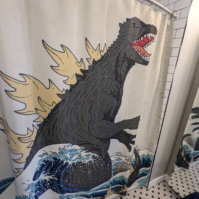 Godzilla Shower Curtain, Japanese Shower Curtain, Traditional Japanese ...