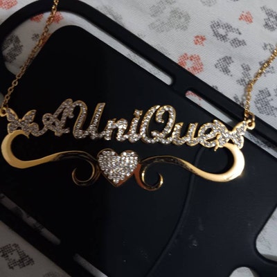 Double Heart Name Necklace, Personalized Two Names Necklace, Customize Heart Necklace,custom ...