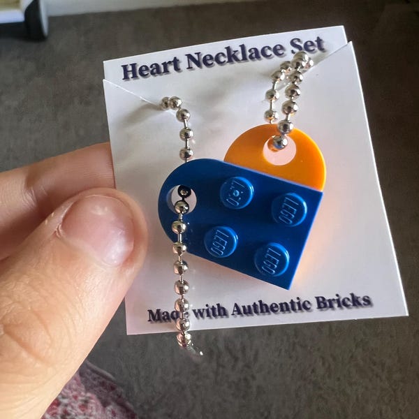 Heart Necklace Set, Made With Authentic LEGO® Bricks, Matching ...