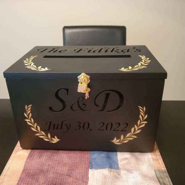 Engraved Wedding Money Box, Letter Box Decor, Wooden Card Box, Rustic ...