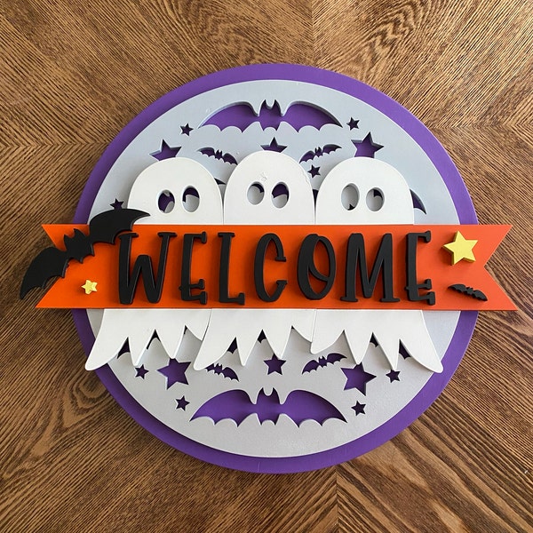 Ghost Welcome SVG, Cute Halloween Ghosts SVG, Spooky Welcome Svg ...