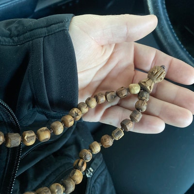 Hand-knotted 108-bead Sacred Tulsi Wood Hand-carved Rough Beads, Japa ...