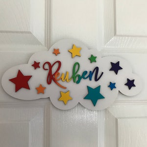 Name Cloud Nursery Cloud Sign Personalised Childrens Bedroom Door Sign ...