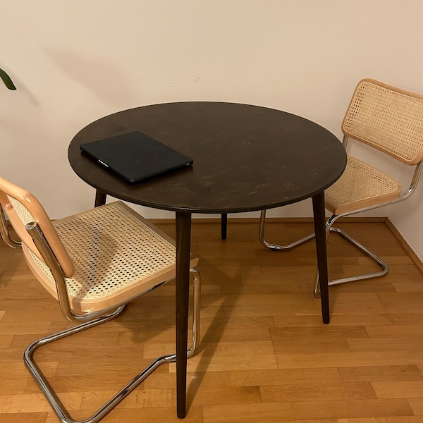 Space Saving Rectangle Narrow Small Dining Table Set, Walnut Wooden ...