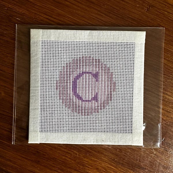 Needlepoint Monogram Canvas: Personalized Initial Bag Charm - Preppy ...