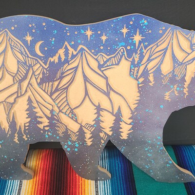 Starry Night Bear Silhouette, CNC File, DXF, Digital File Download - Etsy