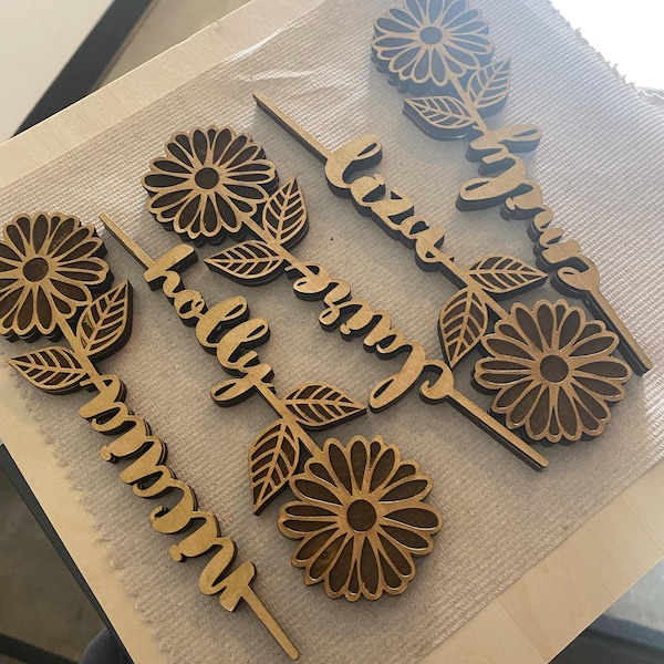 Daisy - Laser Cut Out Art Valentine Day Acrylic Wood Personalized ...