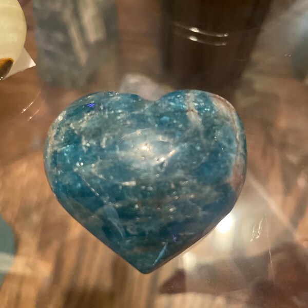 Sparkling Blue Apatite Heart – Deep Blue Stone for Insight, Focus ...