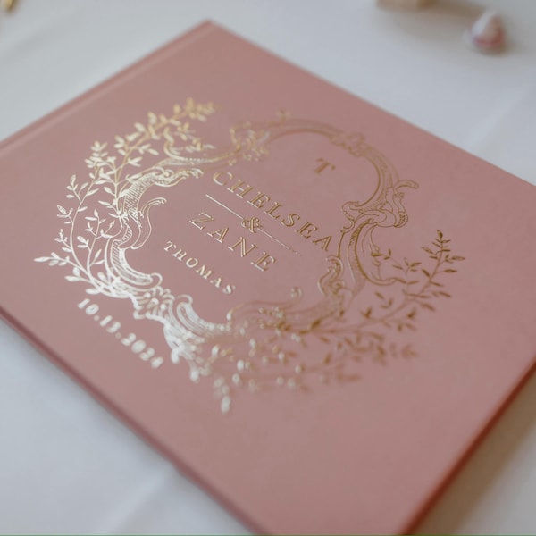 Elegant Wedding Guest Book, Ornate Crest Wedding Hardcover Instant ...