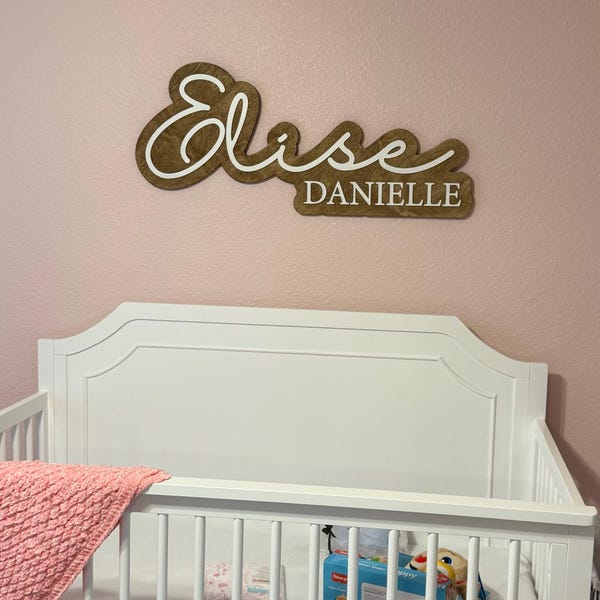 Large Custom Wood Name Sign, Nursery Name Sign, Boho Girl Name Sign ...
