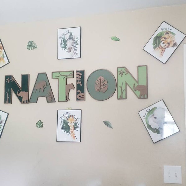 Safari Name Sign, Safari Nursery Letters, Safari Animals Custom Name ...