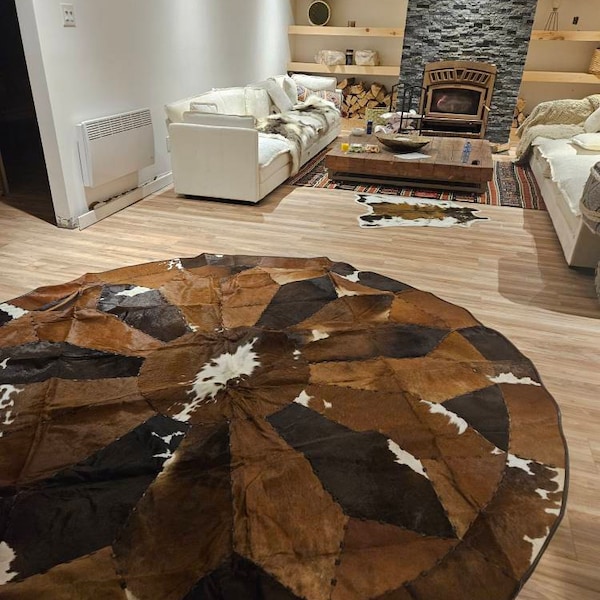 Natural Cowhide Leather Area Rug | Handmade Cowhide Patchwork Carpet ...