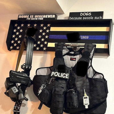 Police Gear Rack Thin Blue Line Gift Anniversary Gift Birthday Gift ...