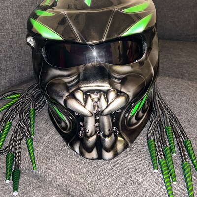 The Best Custom Predator Helmet Black Gold Fang for Motorcycle Approved ...