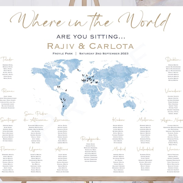 World Map Wedding Table Plan | Where in the World Are You Sitting ...