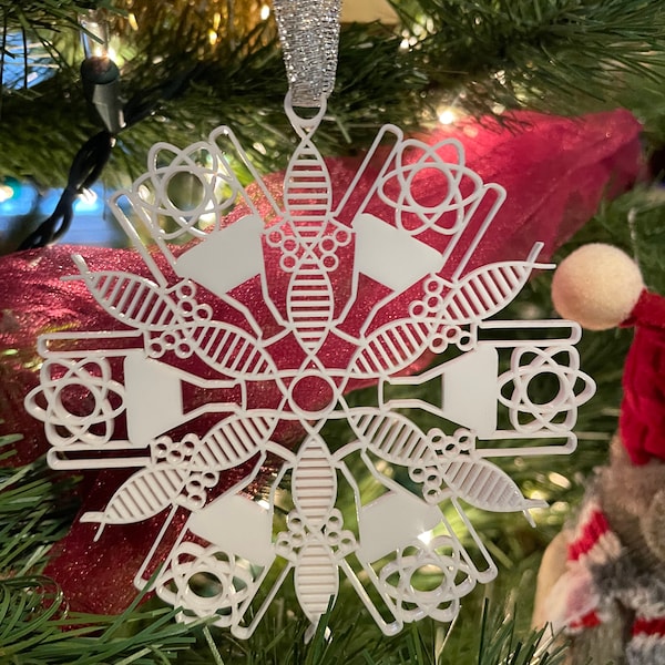 Science STEM Biology Chemistry DNA Snowflake Christmas Holiday Tree ...