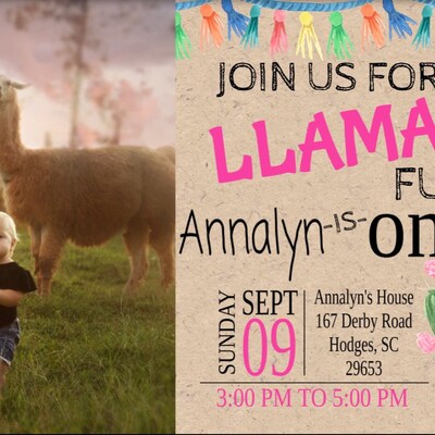 Llama Birthday Invitation Edit on Your Own Templett - Etsy