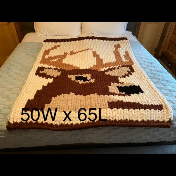 Deer Head Chunky Blanket Digital Download Graph 2 Different Width ...