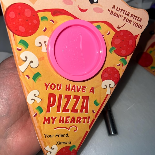 Pizza Play Dough Valentine Printable, Non-candy Valentine, Printable ...