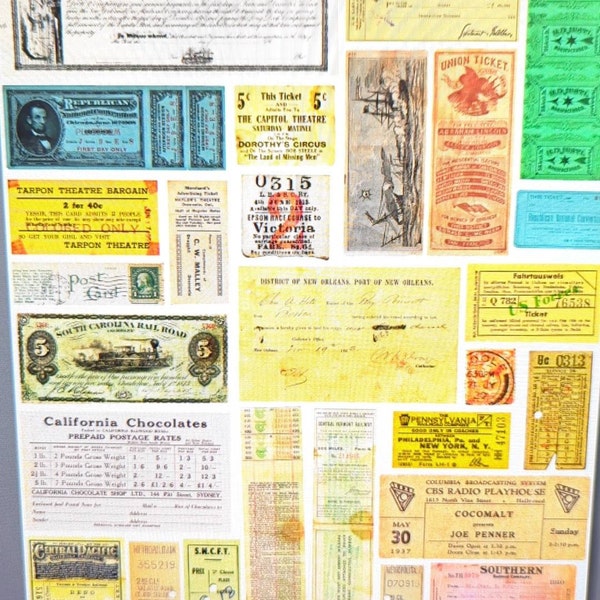 Vintage Ticket Ephemera | 100+ Pc | Old Documents, Printable Stamps ...
