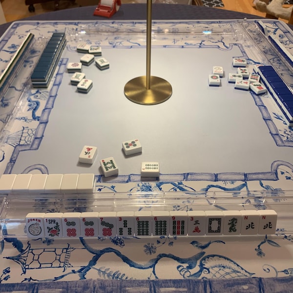 Chinoiserie Mahjong Mat, Blue and White Neoprene Mahjongg Mat, Blue ...