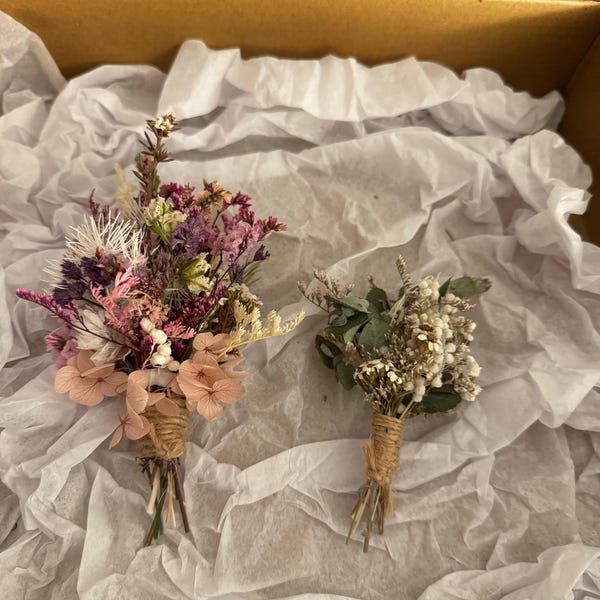 Wildflower Dried Flower Arrangement, Mauve Pink Tea Tree Whimsical ...
