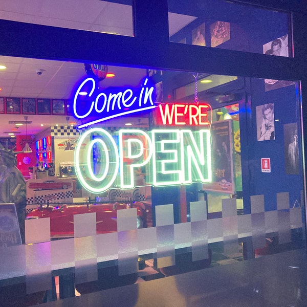 Waterproof Neon Outdoor Vertical Arrow Open Sign, Custom Shop Sign Neon ...