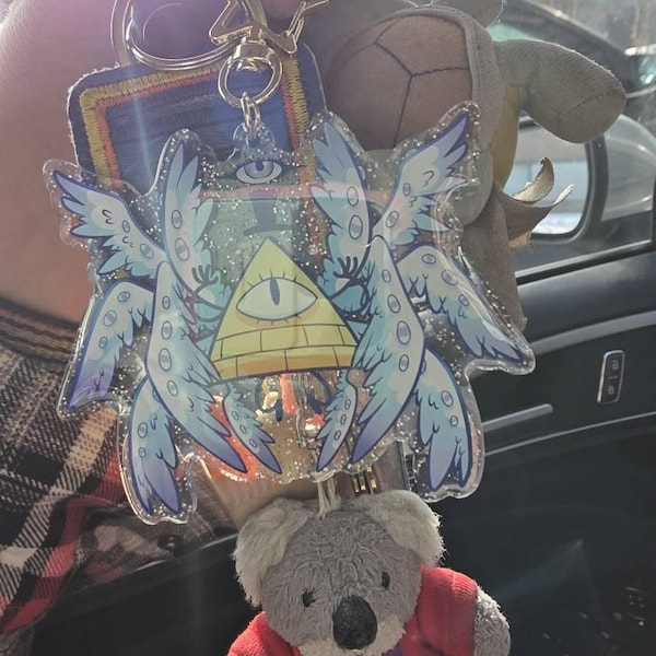 Biblically Accurate Bill Cipher Sparkly Keychain LARGE SIZE With Gold ...