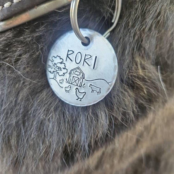 Pet ID Tag - Mountain - Moose - Forest - Dog Tag - Dog Collar Tag - Pet ...