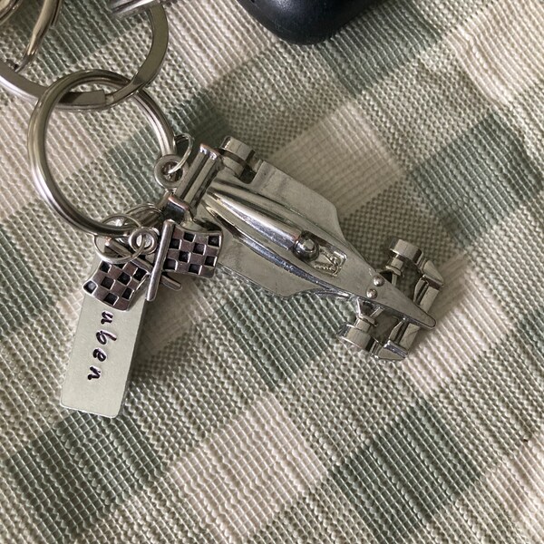 Personalised Racing Car Keyring, Racing Gifts, Car Charm Keychain, Name ...