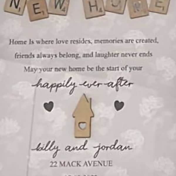 Personalised New Home First Home Gift. New Home Gifts. First Home Frame ...