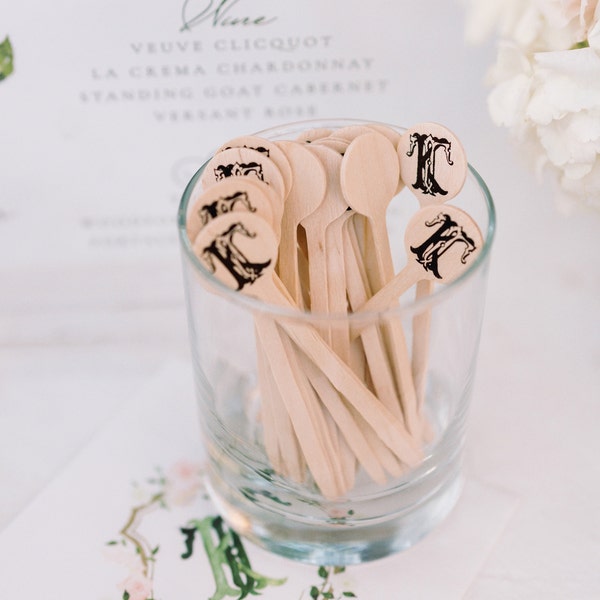 Food Picks, Personalized, Custom, Monogrammed, Wood, Round, 4", Sticks ...