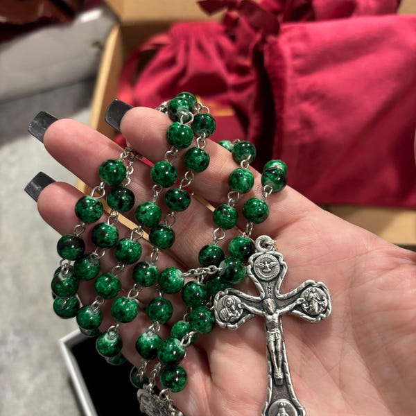 Red Lume Rosary Bracelet With Miraculous Virgin Medal - Etsy
