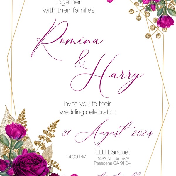 Magenta & Gold Floral Clipart, Wedding Flowers (digital Download) - Etsy