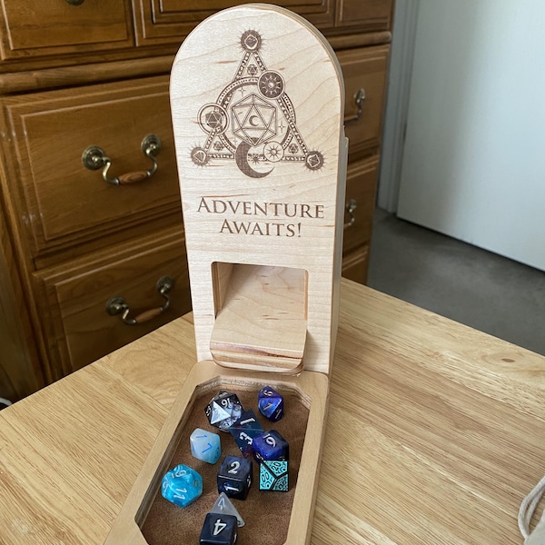 Dnd Dice Tower With Dice Tray, Personalized Custom Engraved Wood Tower ...