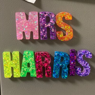 Personalized NAME Resin Letter Magnets customizable Glitter Letters ...