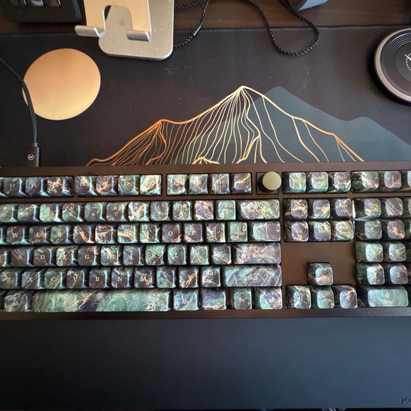 Green Marble Keycaps | 109 Cherry or XDA Profile Keys for Mechanical ...