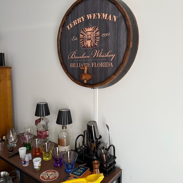 Personalized Bourbon Barrel End Sign With Spigot - Etsy