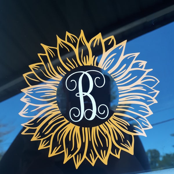 SUNFLOWER OUTLINE Monogram//monogram Decal//sunflower Decal//sunflower ...