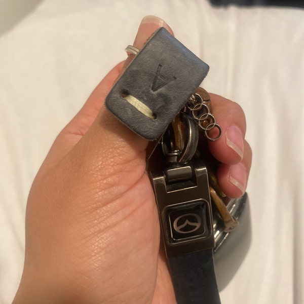 Tiny Personalized Leather Key Holders , Small Minimalist Key Ring , Key ...