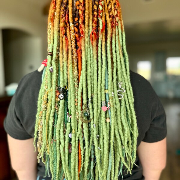 Wool Dreads Ombre forest Fairy Double Ended Wool Dread Set Dreadlock ...