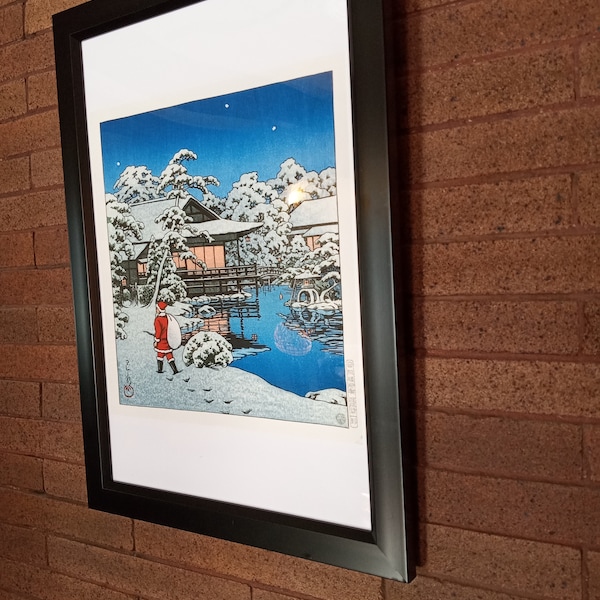 Japanese Art Print "santa Claus in Snow Garden" by Kawase Hasui ...